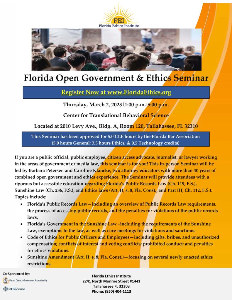 The Florida Open Government & Ethics Seminar-Registration Open ...